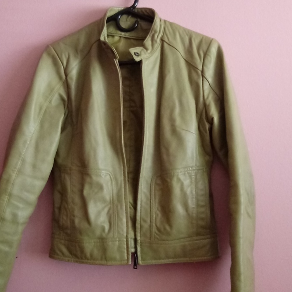 Leather Lime Green Bomber Jacket - Gem